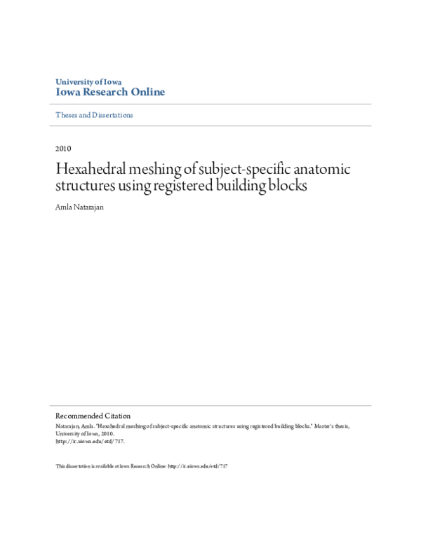 (PDF) Hexahedral meshing of subject-specific anatomic structures using ...
