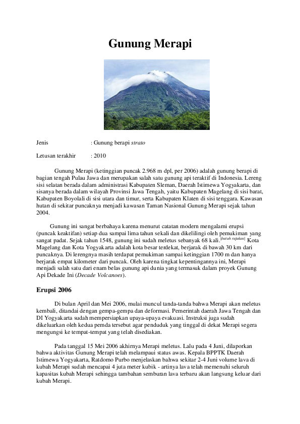 (DOC) Gunung Merapi -Sejarah Letusan | Indriani Savitri - Academia.edu