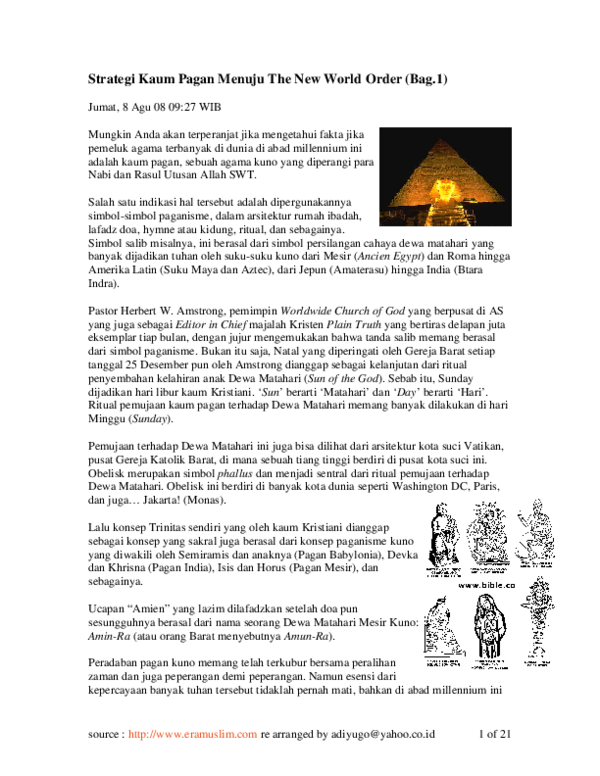 (PDF) Strategi Kaum Pagan Menuju The New World Order (Bag.1