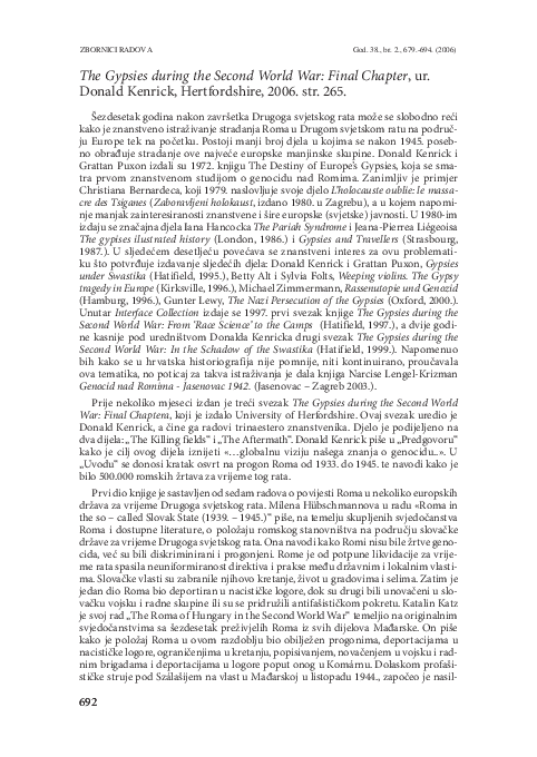 (PDF) The Gypsies during the Second World War: Final Chapter, ur ...