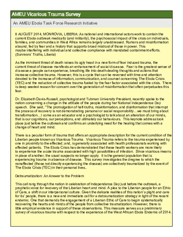 (PDF) The Vicarious Trauma Survey