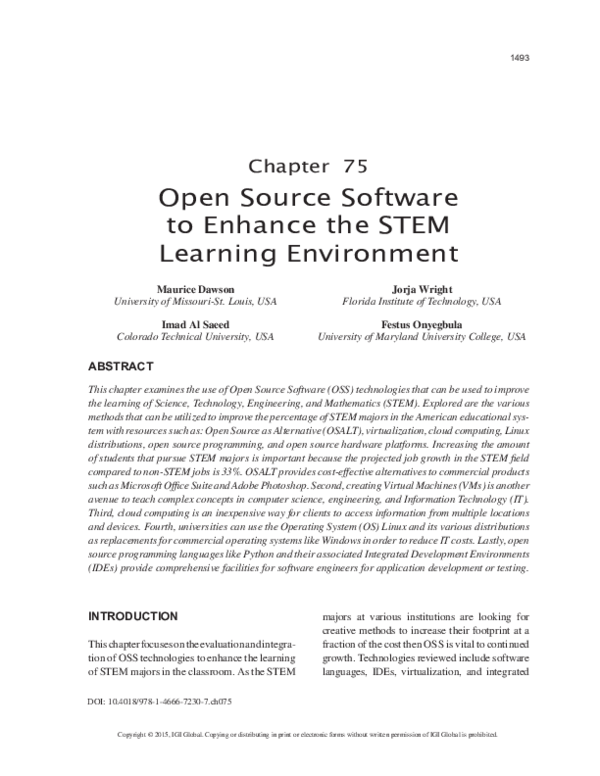 (PDF) Open Source Software to Enhance the STEM Learning Environment