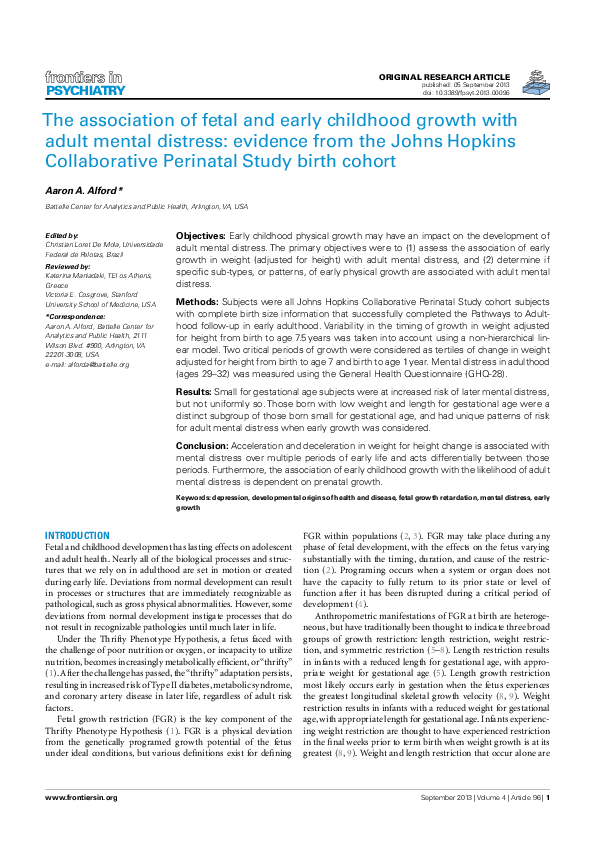 (PDF) Maternal psychiatric disease and epigenetic evidence suggest a ...