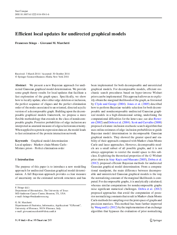 (PDF) Efficient local updates for undirected graphical models