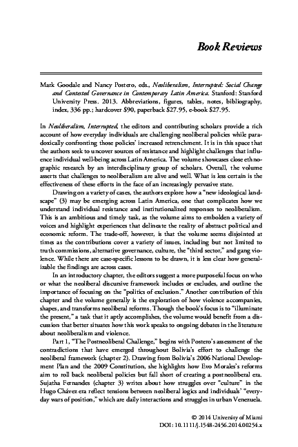 (PDF) "Cath Collins, Katherine Hite, and Alfredo Joignant, eds., The ...