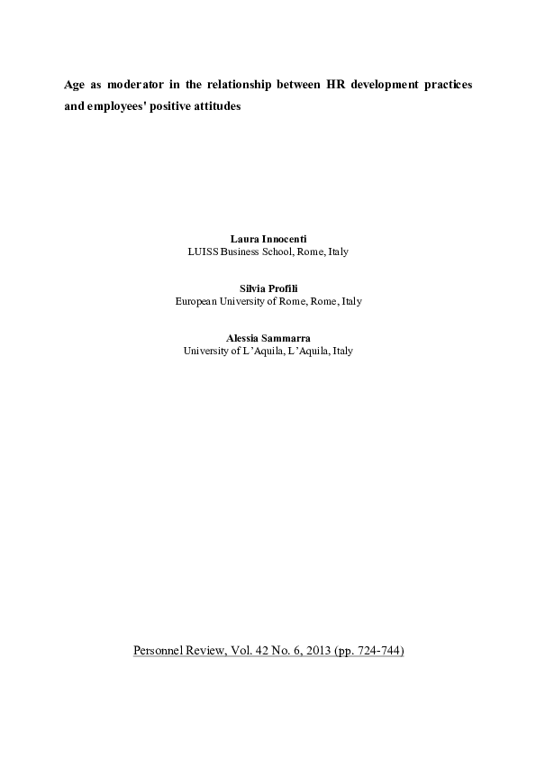 (PDF) Age as moderator in the relationship between HR development ...