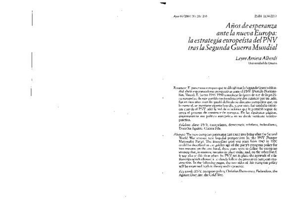 (PDF) Años de esperanza ante la nueva Europa. La estrategia europeísta ...