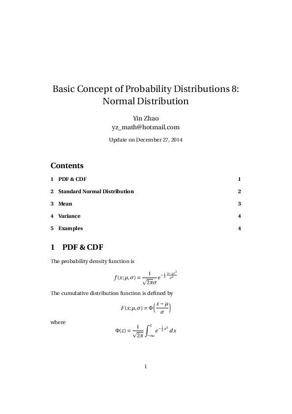 Basic Concept of Probability Distributions 8: Normal Distribution