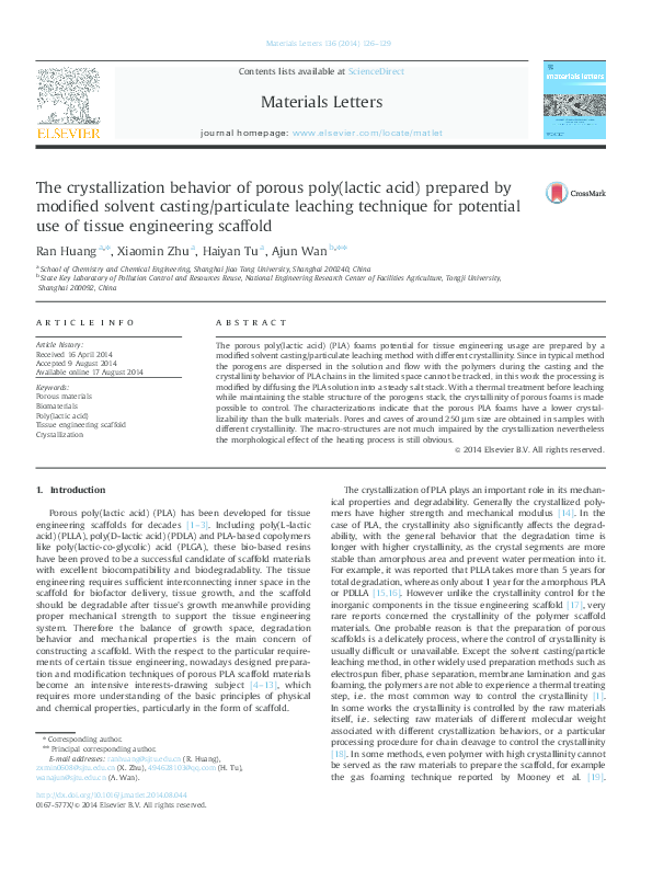 (PDF) The crystallization behavior of porous poly(lactic acid) prepared by modifi ed solvent ...