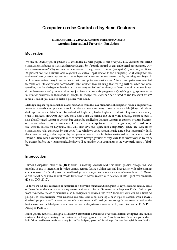 (PDF) Gesture-Controlled Human-Computer Interaction System