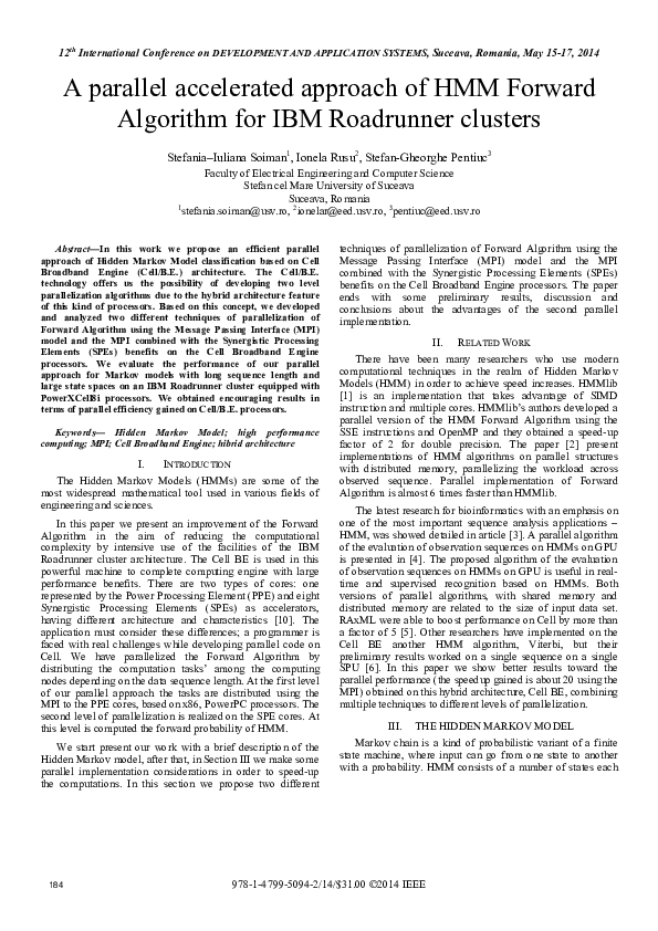 (PDF) A parallel accelerated approach of HMM Forward Algorithm for IBM Roadrunner clusters