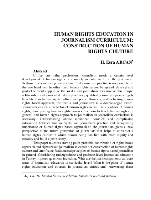 (PDF) Human Rights Education in Journalism Cirriculum Constructing ...