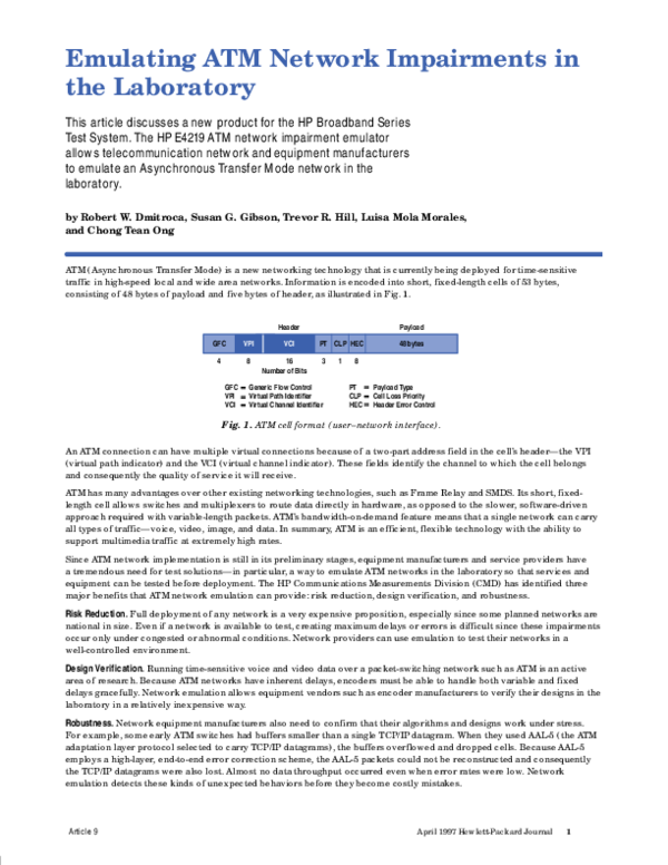 (PDF) Emulating ATM Network Impairments in the Laboratory