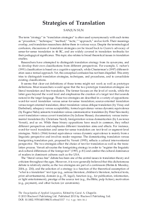 (PDF) Strategies of Translation