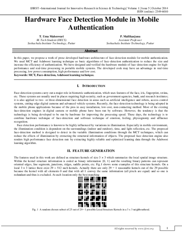 (PDF) Hardware Face Detection Module in Mobile Authentication