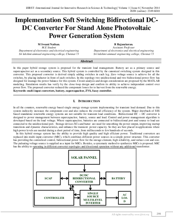 (PDF) Implementation Soft Switching Bidirectional DC-DC Converter for Stand Alone Photovoltaic ...