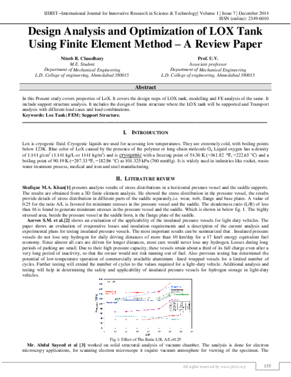 (PDF) DESIGN ANALYSIS AND OPTIMIZATION OF LOX TANK USING FINITE ELEMENT ...