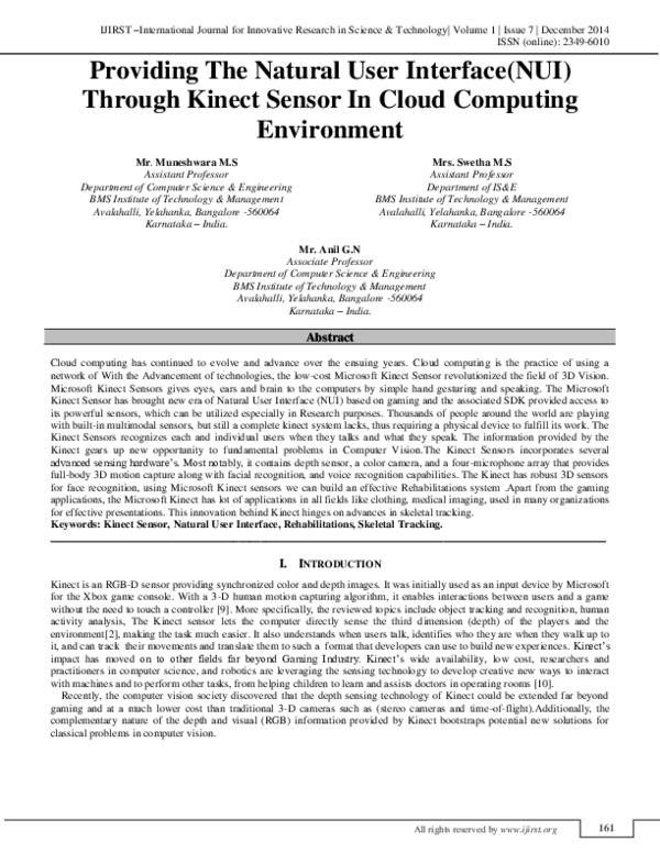 (PDF) Providing the Natural User Interface (NUI) through Kinect Sensor ...