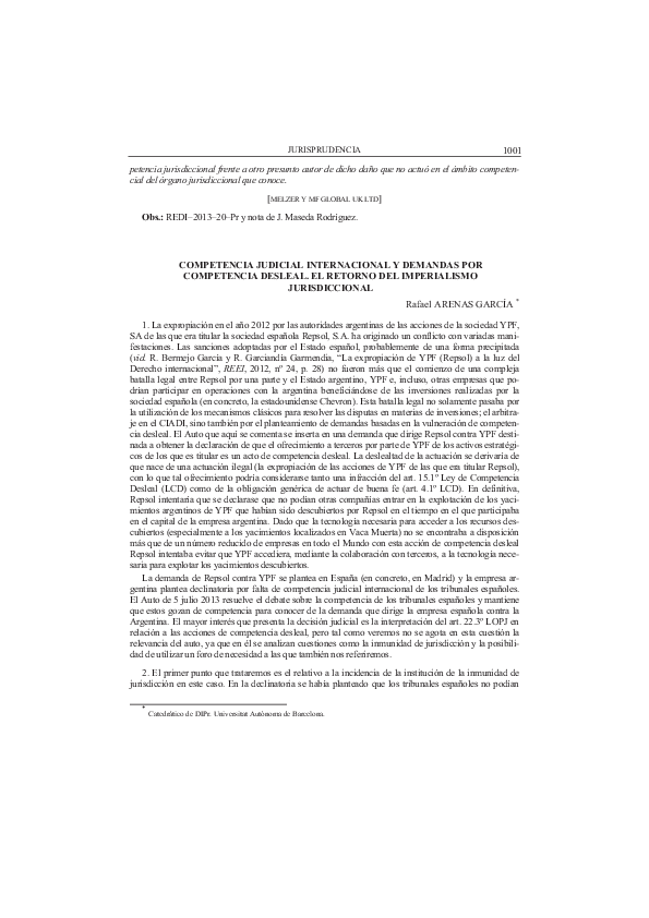 (PDF) Competencia judicial internacional y demandas por competencia ...