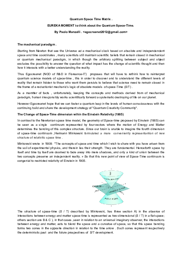 QUANTUM SPACE/TIME MATRIX