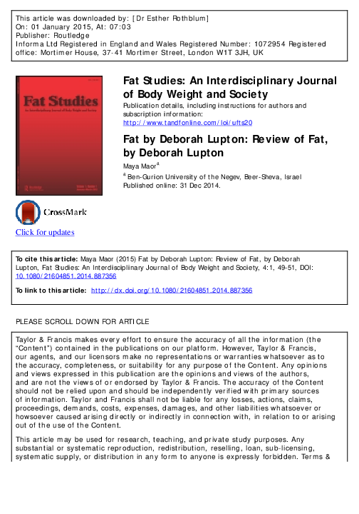 (PDF) Fat by Deborah Lupton: Review of Fat, by Deborah Lupton