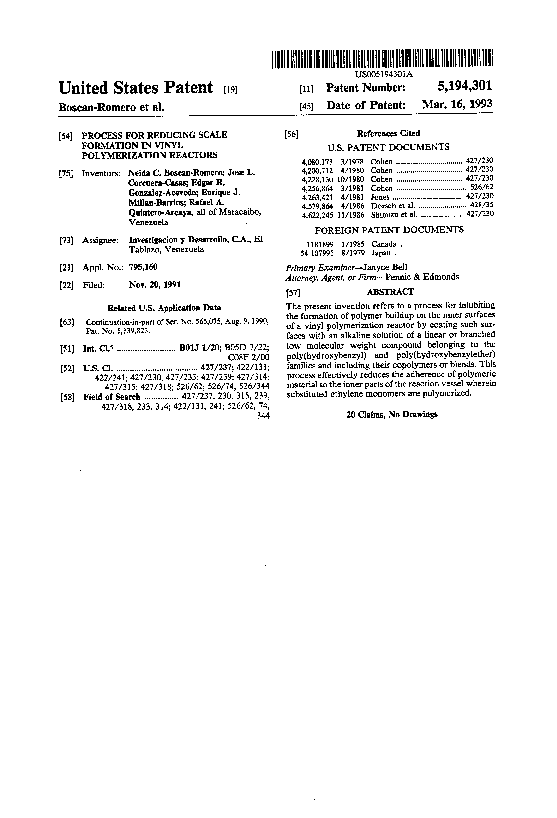 (PDF) US PATENT PVC SUSPENSION REACTORS ANTI-FOULING PROCESS