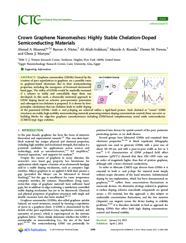 (PDF) Crown Graphene Nanomeshes: Highly Stable Chelation-Doped ...
