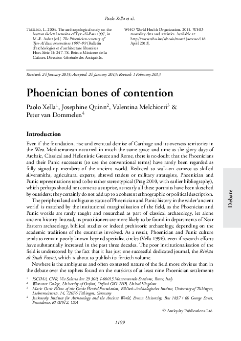 (PDF) Xella, P., J. Quinn, V. Melchiorri and P. van Dommelen 2013: Phoenician bones of ...