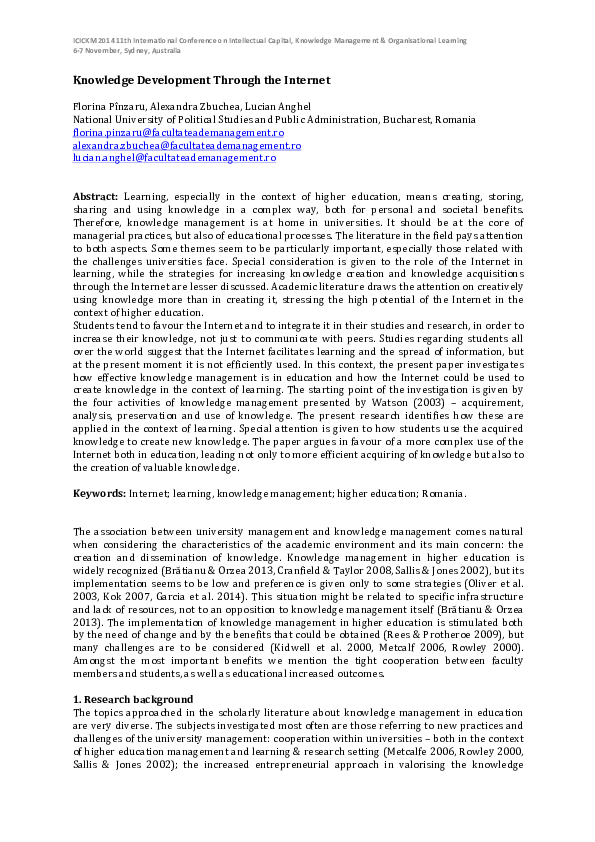 Knowledge Development Through the Internet