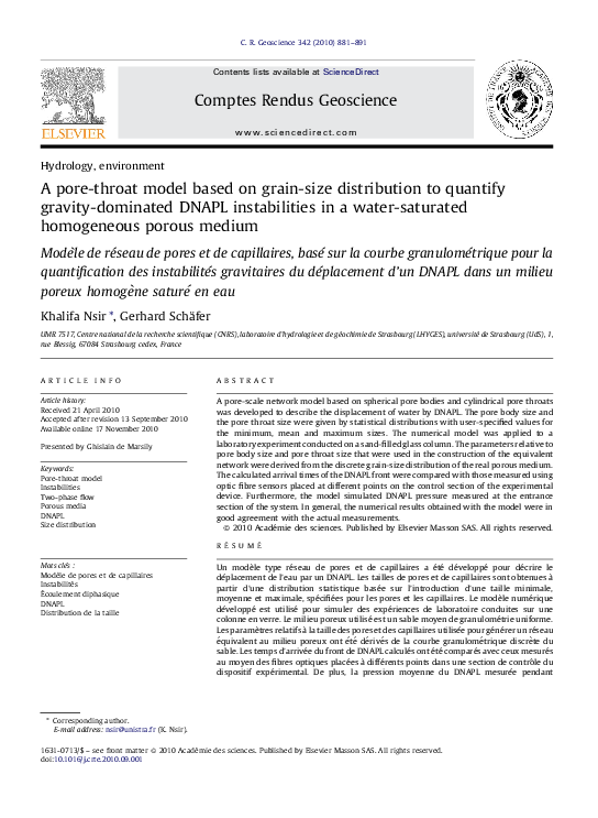 Pdf A Pore Throat Model Based On Grain Size Distribution To Quantify
