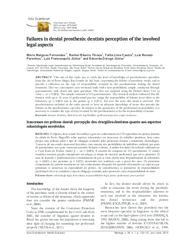 (PDF) Failures in dental prosthesis