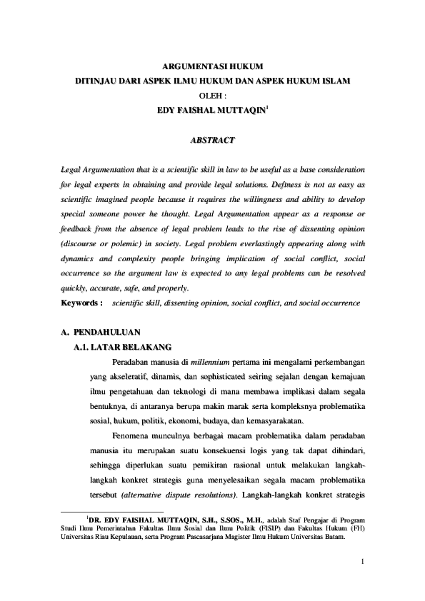 (PDF) Legal Argumentation