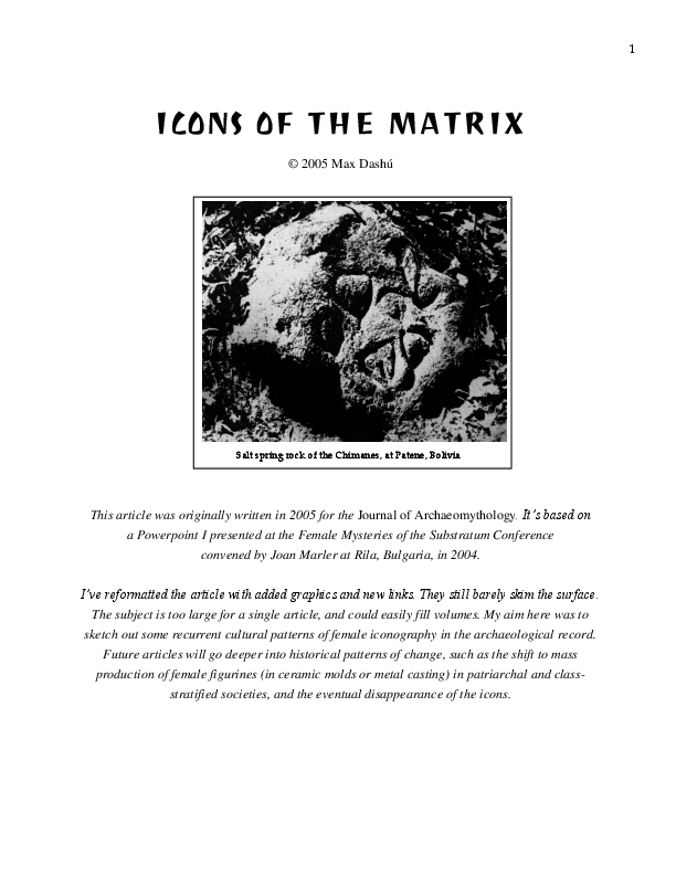 (PDF) Icons of the Matrix: female symbolism in ancient culture (2014 ...