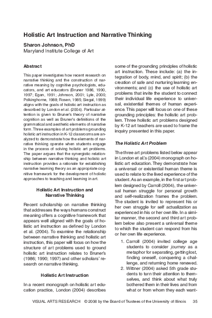 (PDF) Holistic Art Instruction and Narrative Thinking