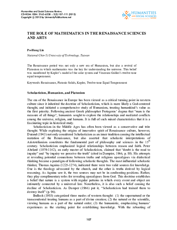 (PDF) The role of mathematics in the Renaissance sciences and arts