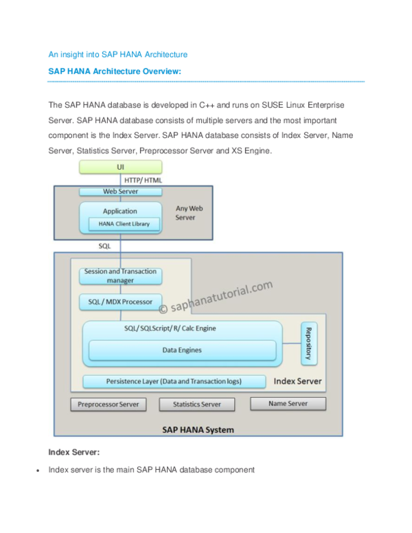(DOC) An insight into SAP HANA Architecture