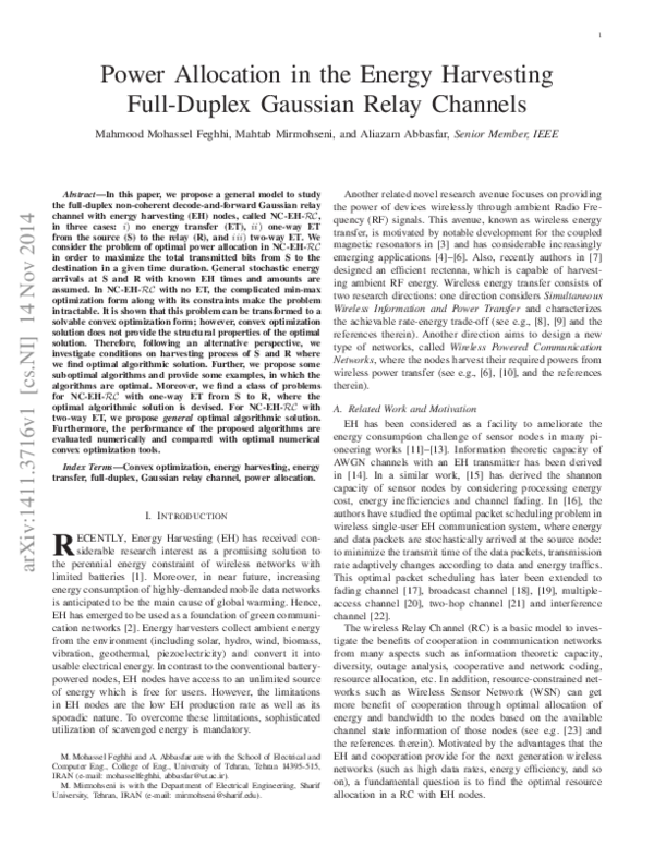 (PDF) Power allocation in the energy harvesting full-duplex Gaussian ...
