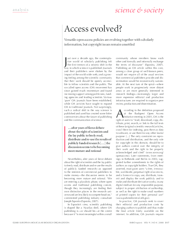 (PDF) Access evolved? Versatile open access policies are evolving ...