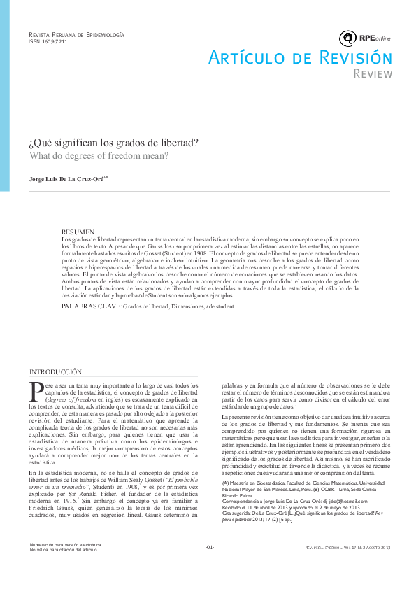 (PDF) REVISTA PERUANA DE EPIDEMIOLOGÍA Artículo de Revisión Review A,B