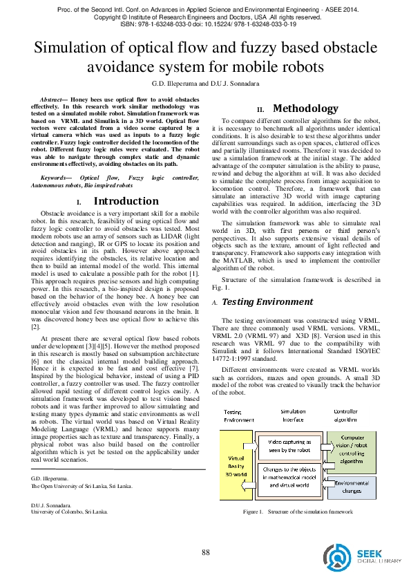 Simulation Of Optical Flow And Fuzzy Based Obstacle Avoidance System