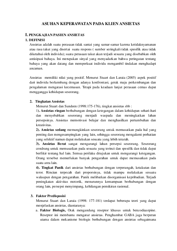 (PDF) ASUHAN KEPERAWATAN PADA KLIEN ANSIETAS