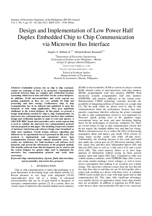 (PDF) Design and Implementation of Low Power Half Duplex Embedded Chip ...