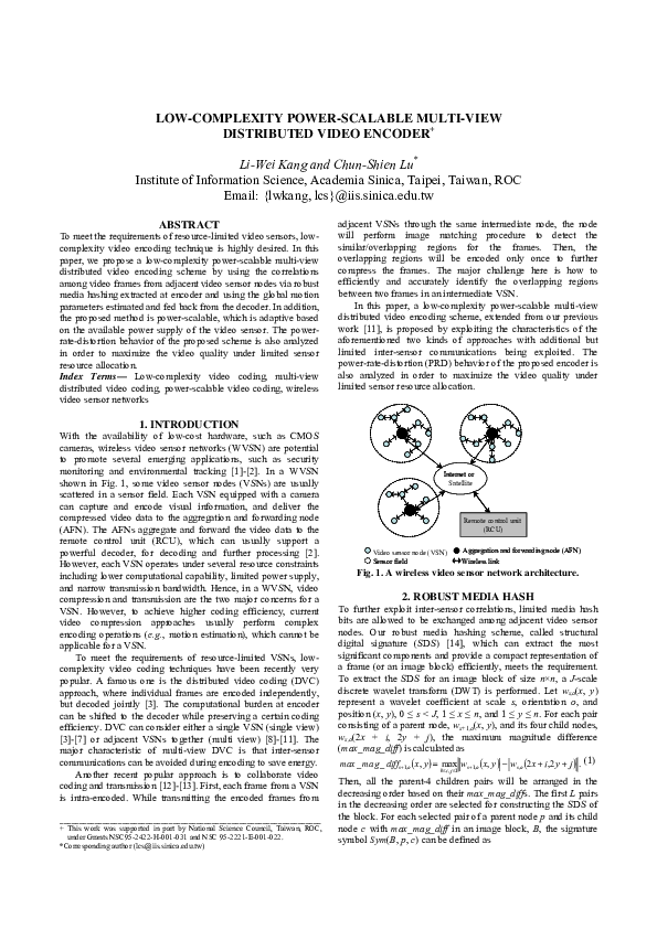 Pdf Low Complexity Power Scalable Multi View Distributed Video Encoder