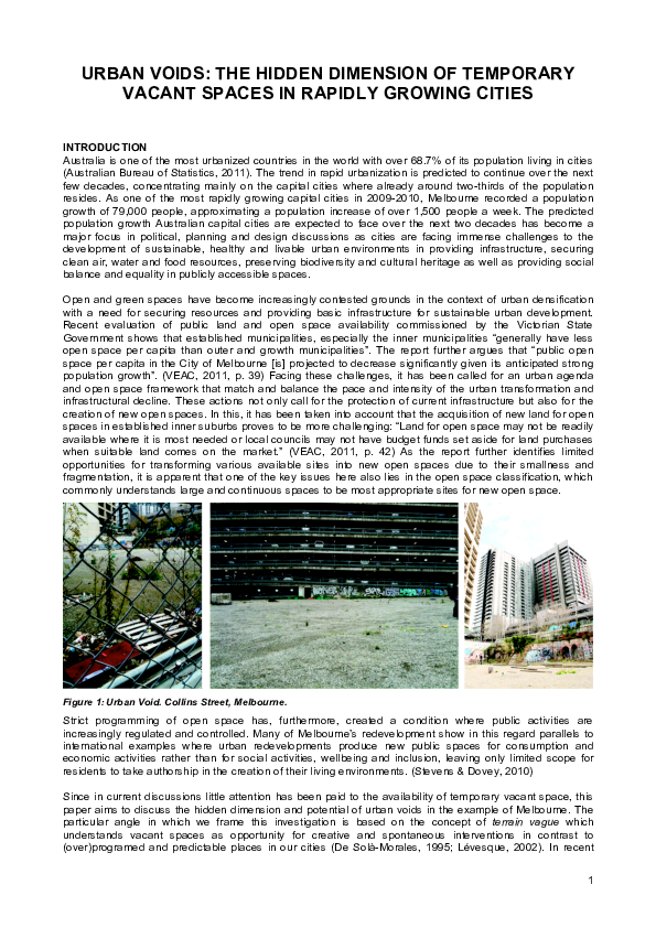 (PDF) Urban Voids: the hidden dimension of temporary vacant spaces in ...