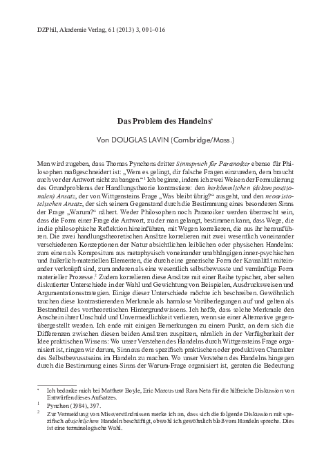 (PDF) Das Problem des Handelns