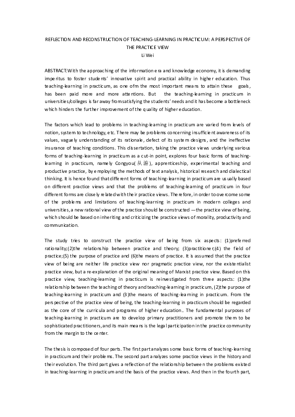 (PDF) REFLECTION AND RECONSTRUCTION OF TEACHING-LEARNING IN PRACTICUM: A PERSPECTIVE OF THE ...