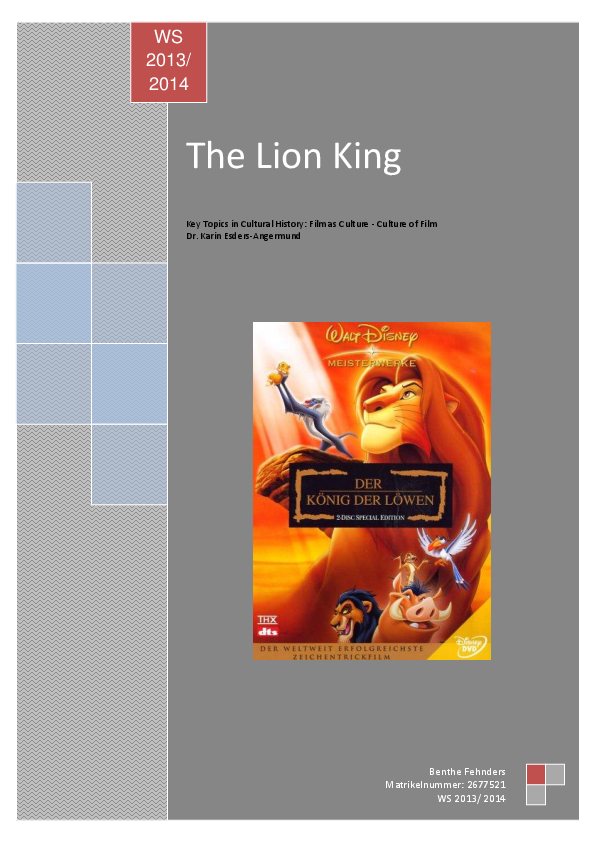 (DOC) The Lion King,Culture of Film