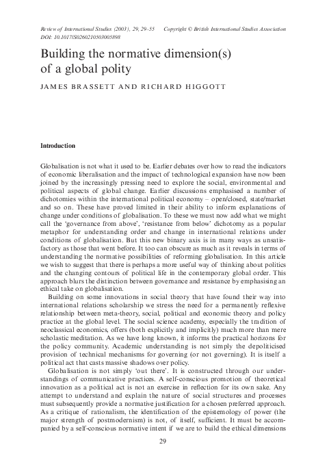 (PDF) Building the Normative Dimensions of a Global Polity