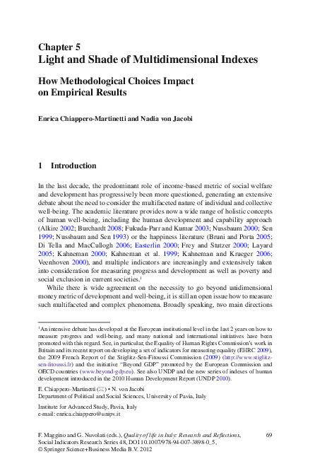 (PDF) Light and Shade of Multidimensional Indexes: How Methodological Choices Impact on ...