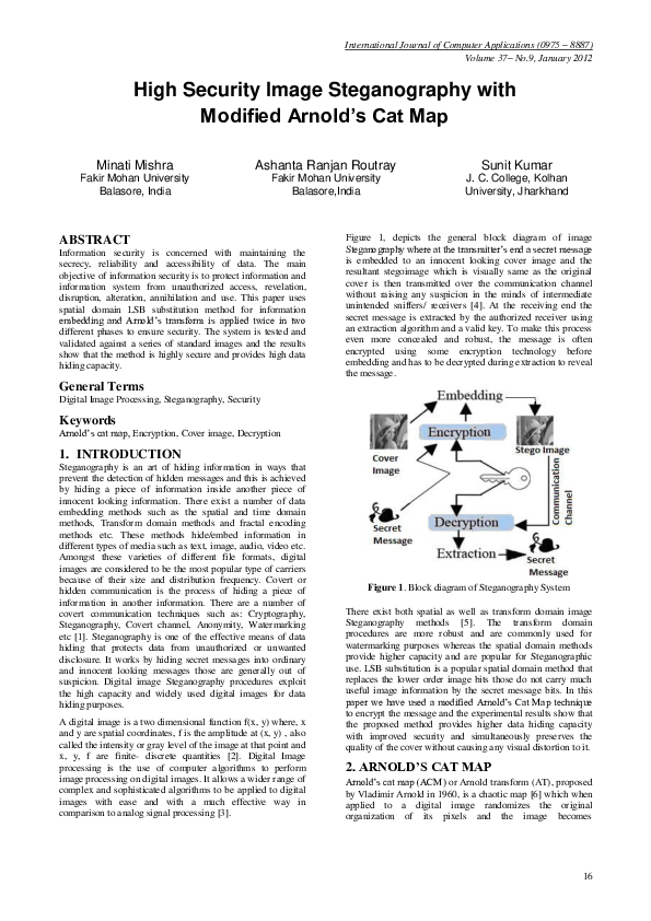 (PDF) High Security Image Steganography with Modified Arnold’s Cat Map